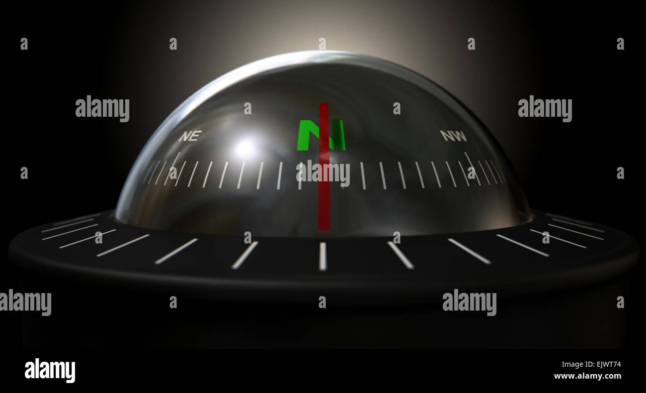 A floating liquid compass on an isolated black studio background Stock ...