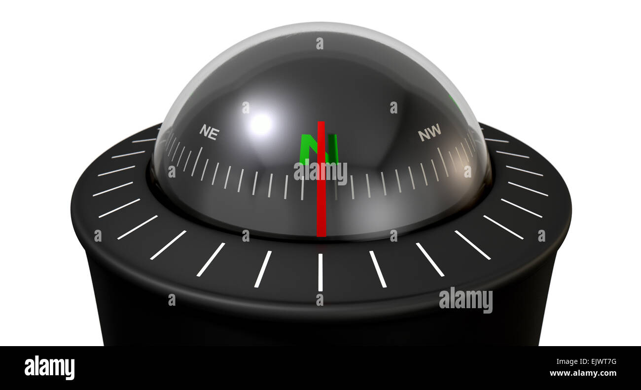 A floating liquid compass on an isolated white studio background Stock ...