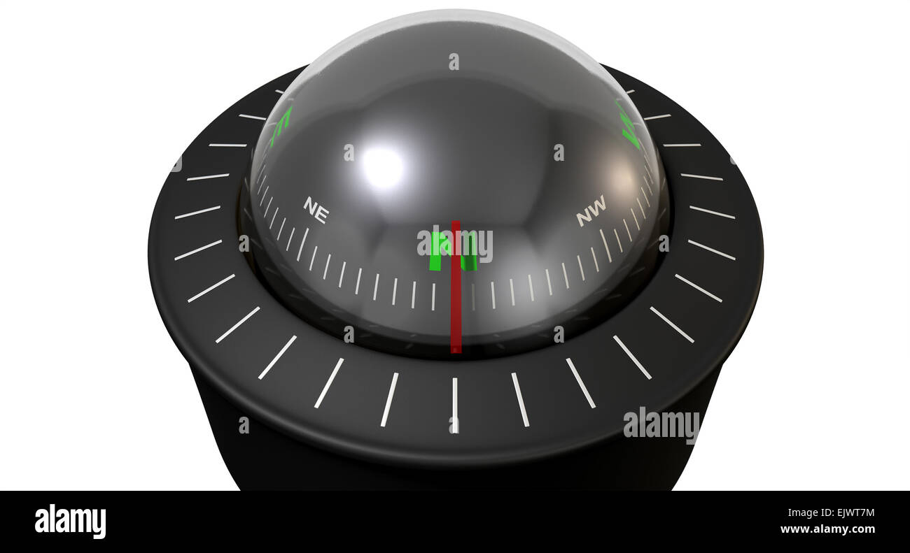 A floating liquid compass on an isolated white studio background Stock ...