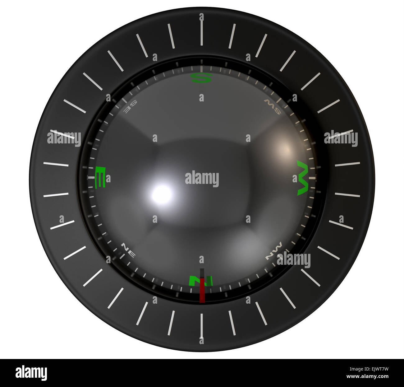 A floating liquid compass on an isolated white studio background Stock ...