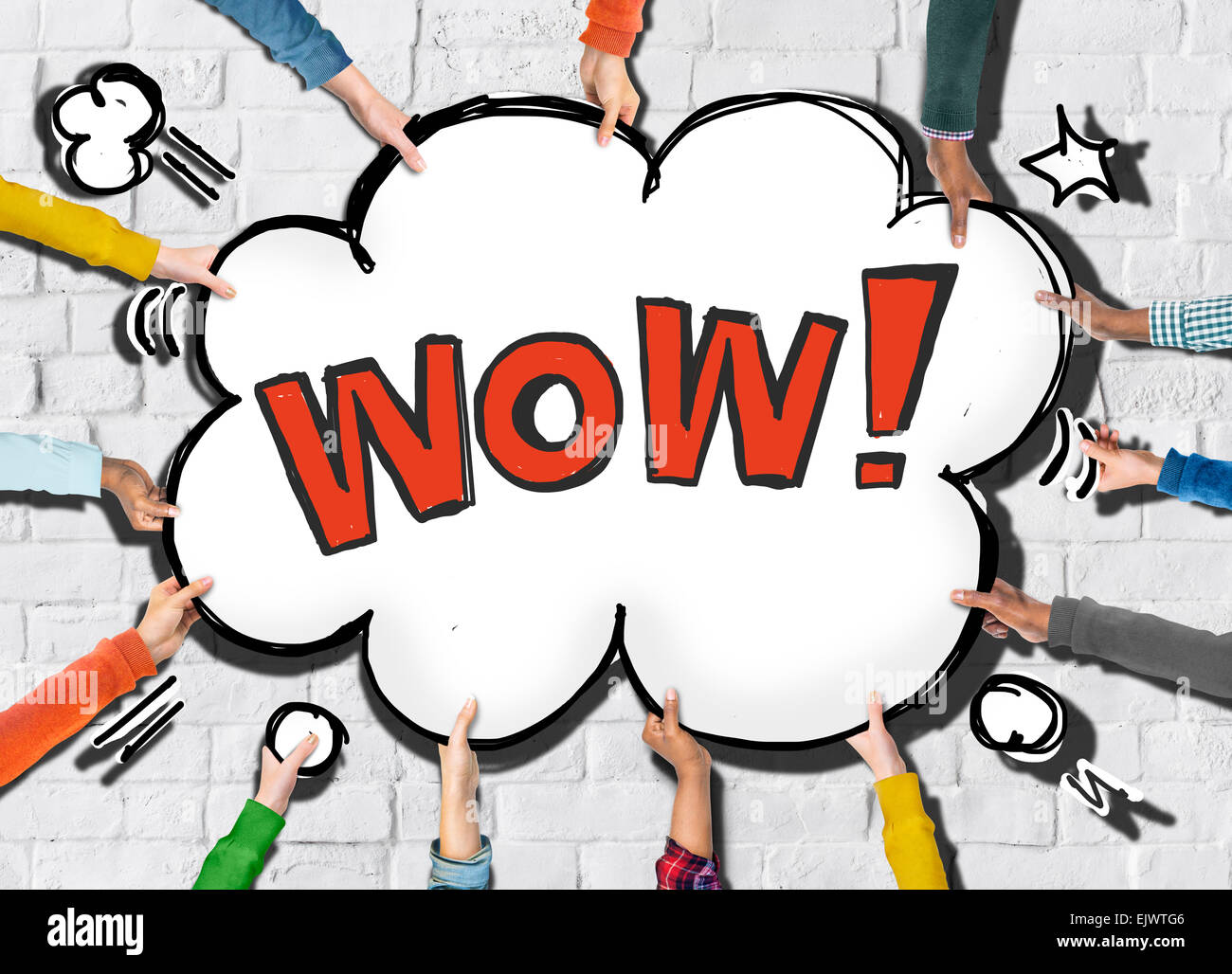 Cloud Shaped Speech Bubbles with the Word WOW Stock Photo - Alamy