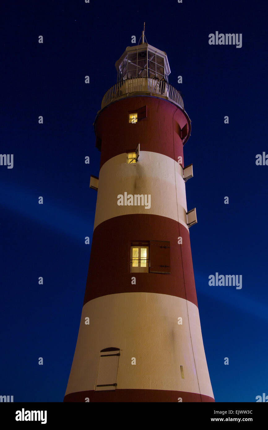 Plymouth lighthouse at dusk Stock Photo - Alamy