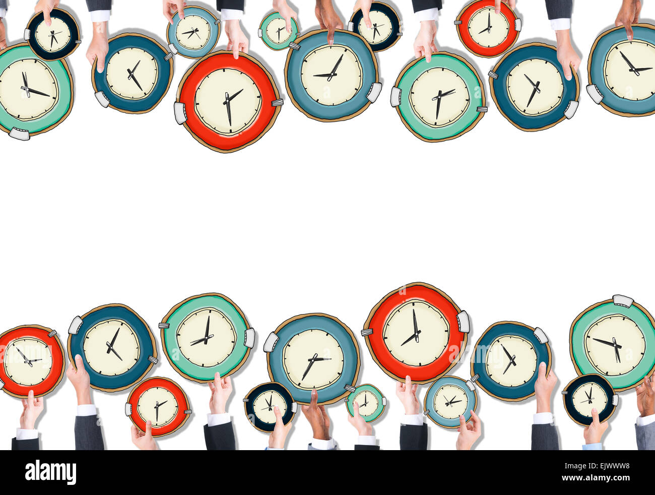 Group of People Holding Clocks Stock Photo - Alamy