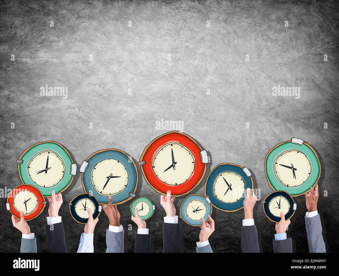 Multiethnic Group of Business People with Time Concept Stock Photo - Alamy