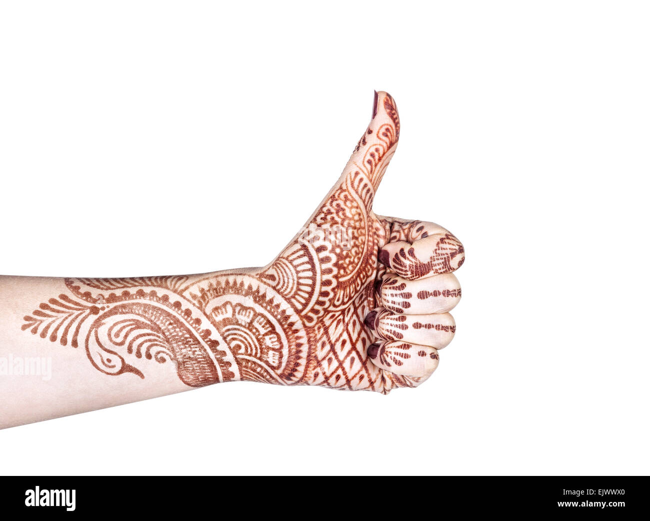Woman hand with henna doing Merudanda mudra isolated on white ...