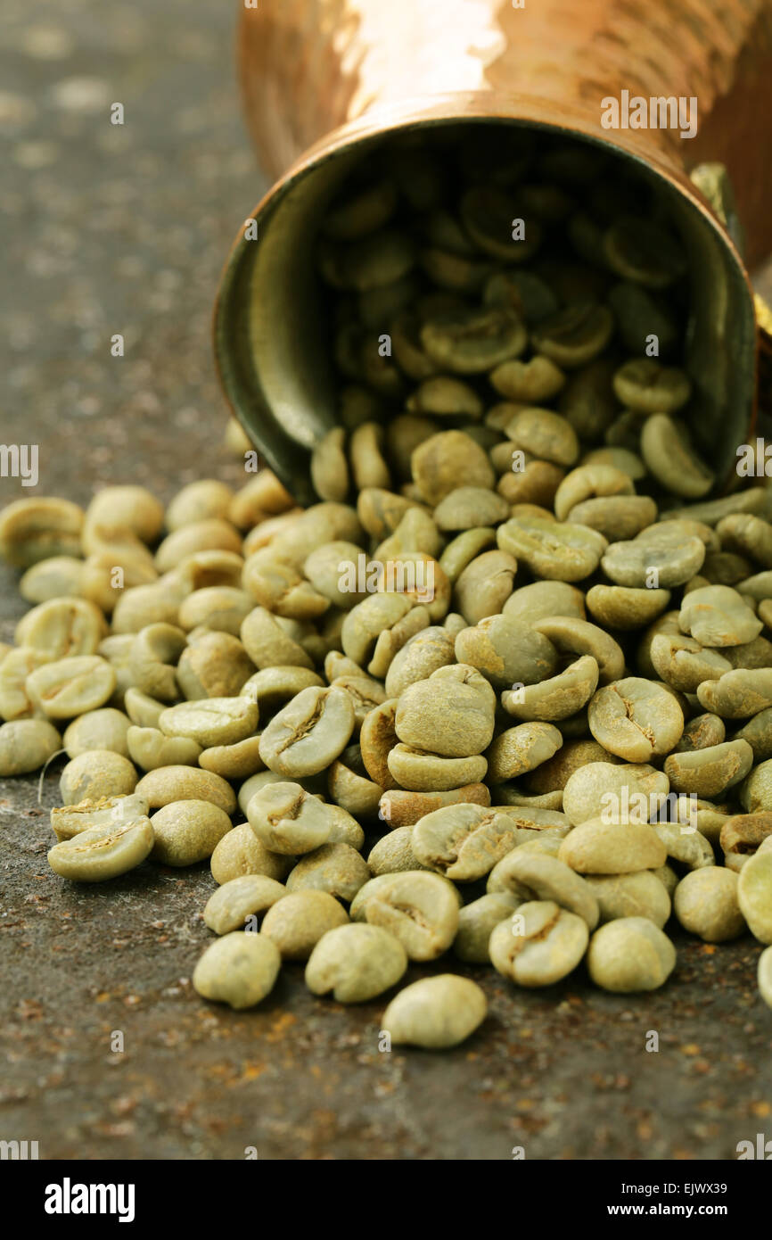 organic green coffee beans close-up, healthy food Stock Photo - Alamy