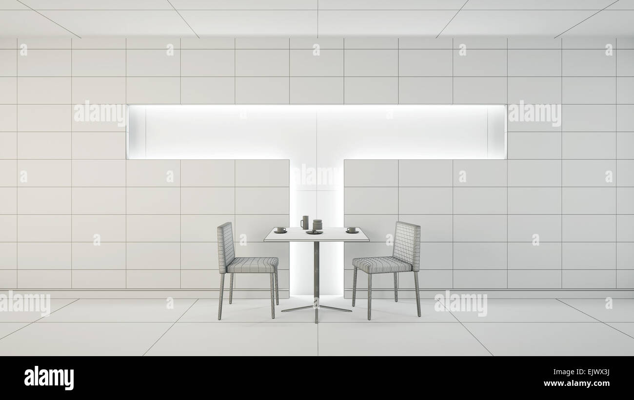 Interior rendering bar one table hi-res stock photography and images ...