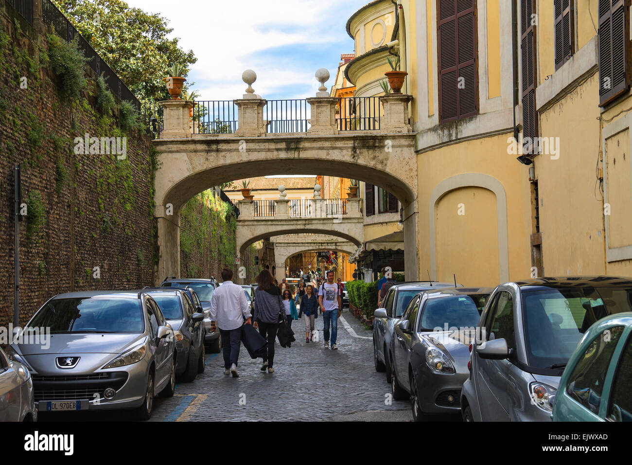 ROME, ITALY - MAY 04, 2014: People on the street Via della Pilotta in ...