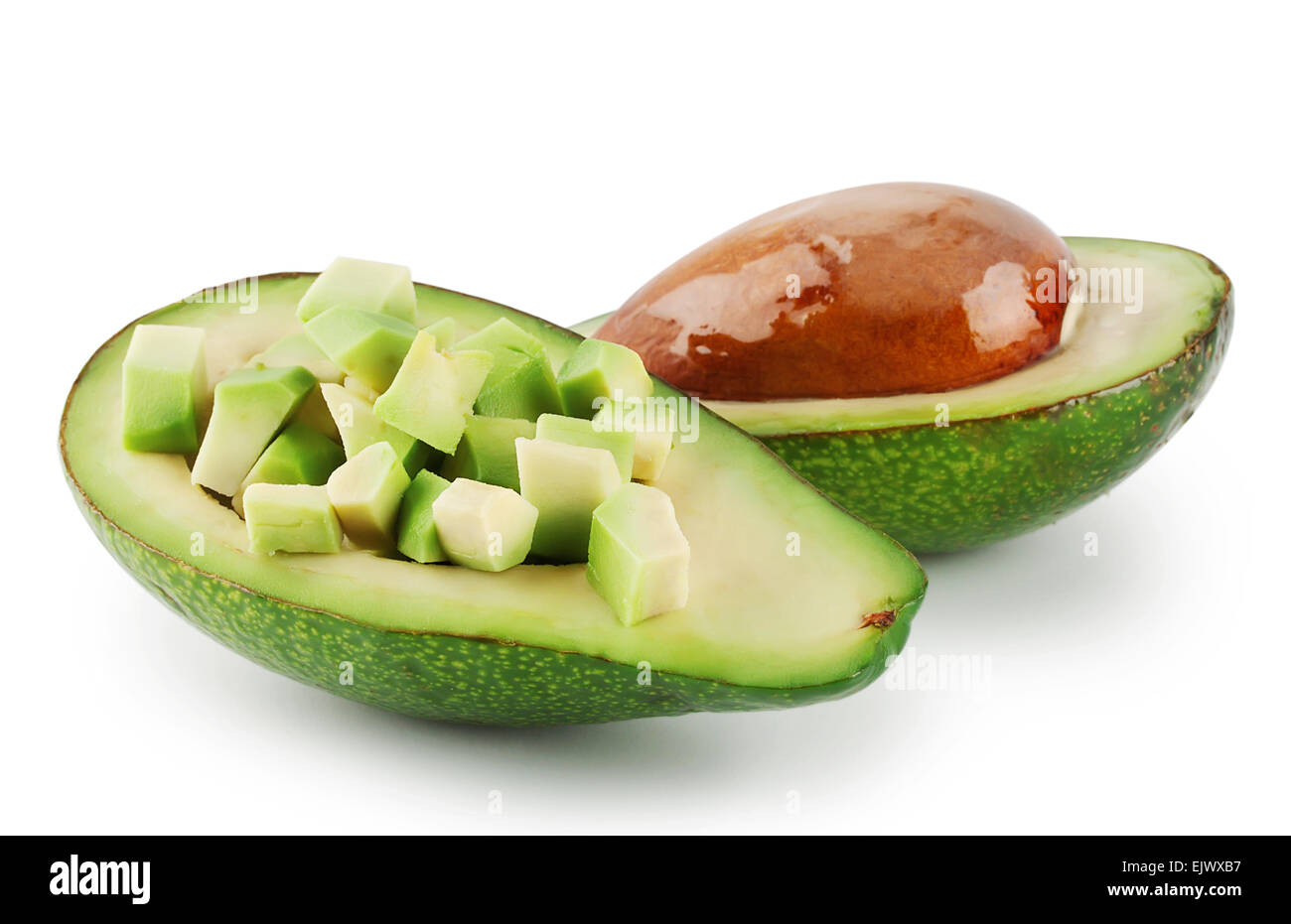 Avocado sliced small slices isolated on white background Stock Photo ...