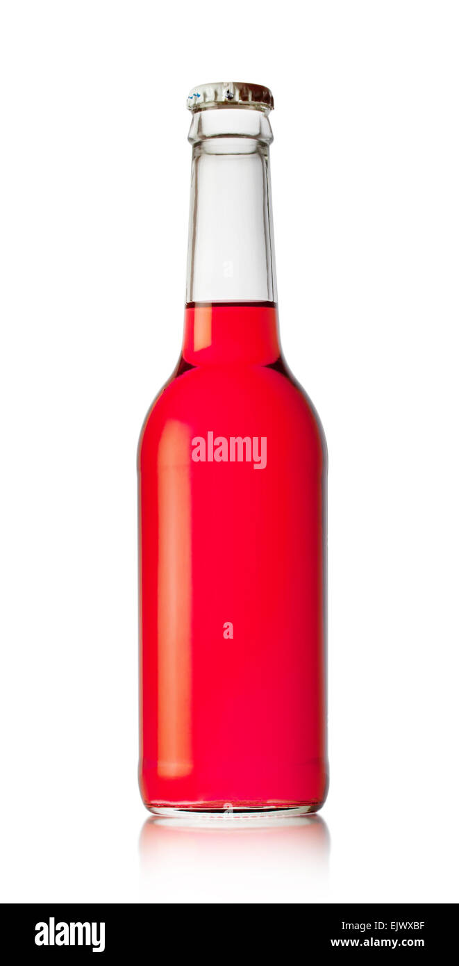 Bottle with red drink isolated on white background Stock Photo - Alamy
