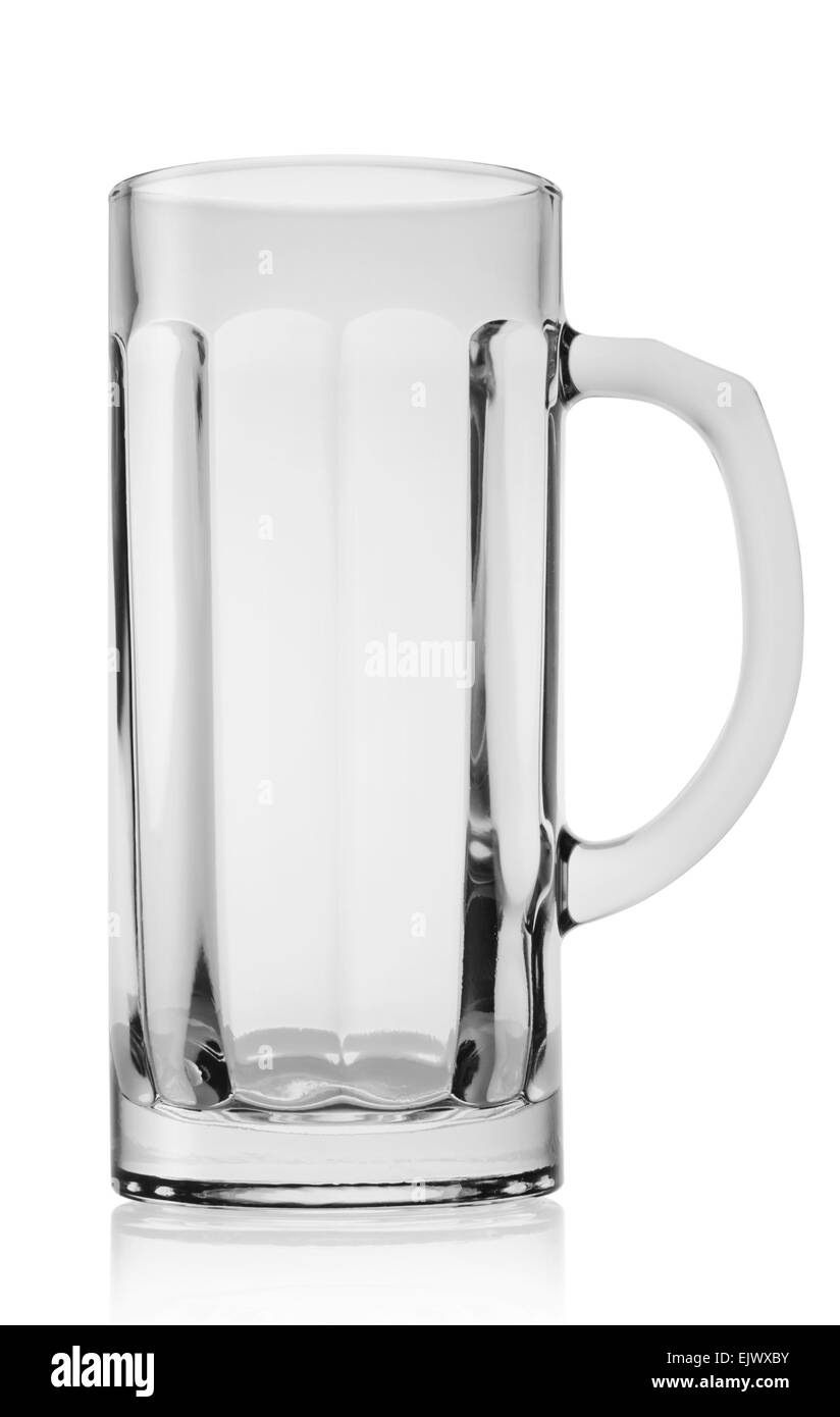 Faceted empty beer mug isolated on a white background Stock Photo - Alamy