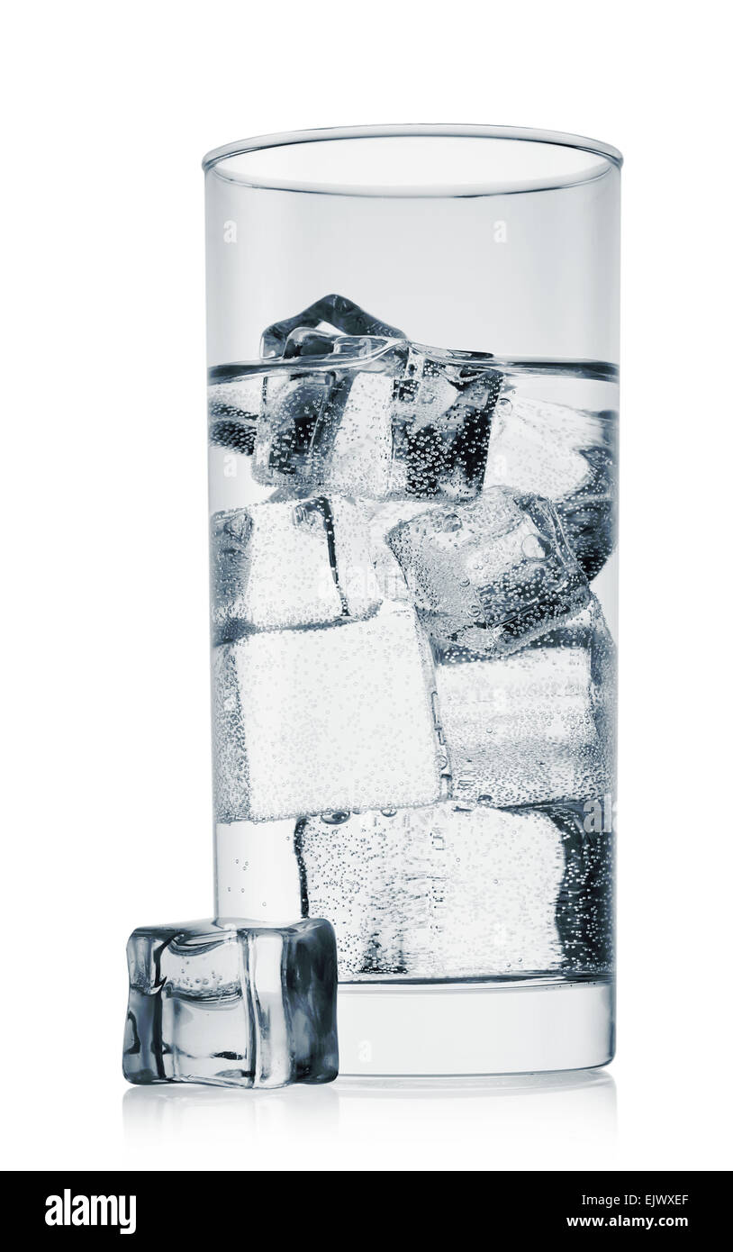 Tall glass of cold sparkling water isolated on white background Stock Photo - Alamy