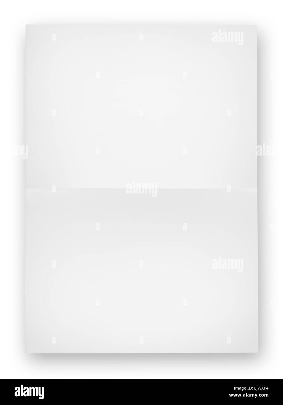 White sheet of paper folded in half isolated on white background Stock ...
