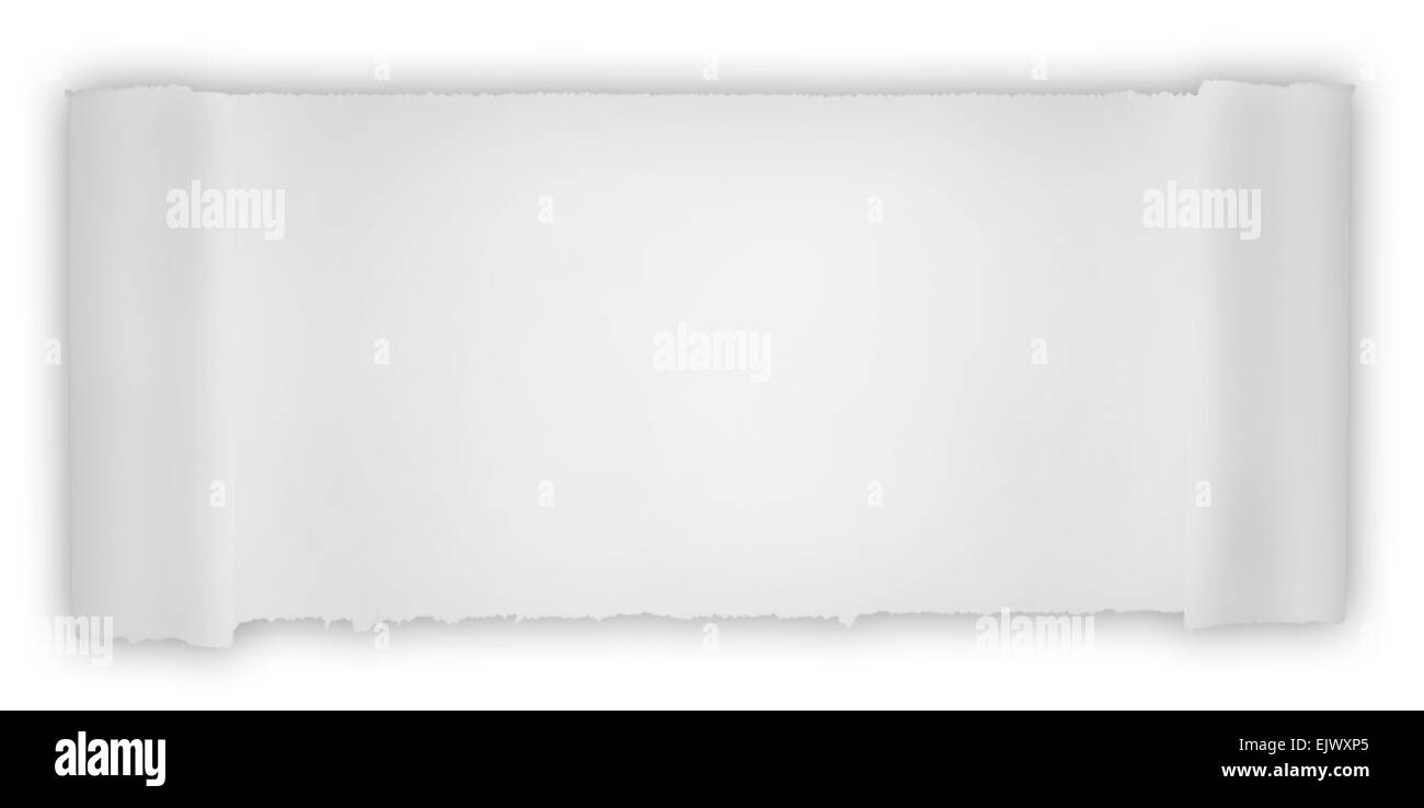 White sheet of paper with curled edges isolated on white background ...