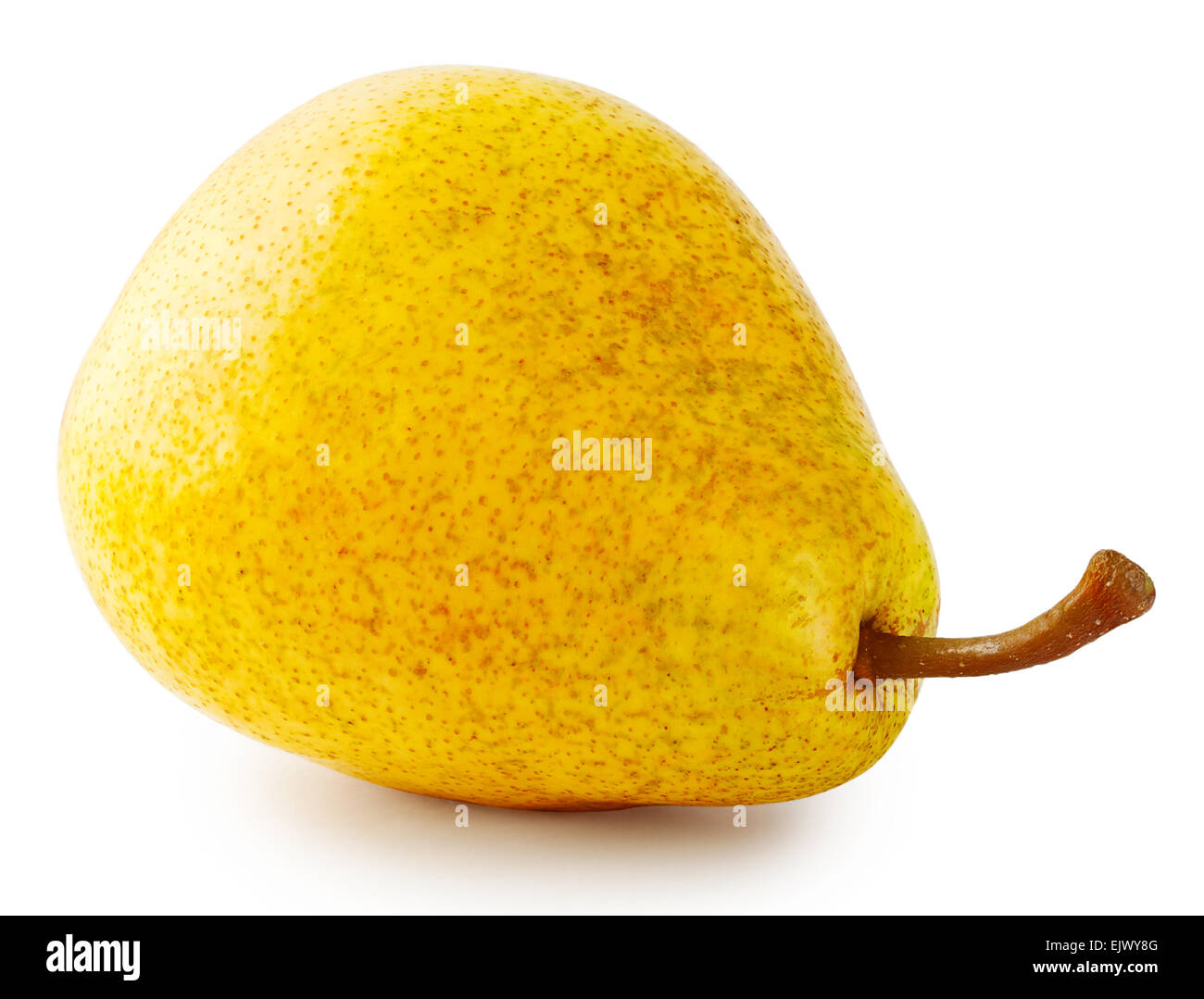 Yellow ripe pear lying on its side isolated on white background Stock ...