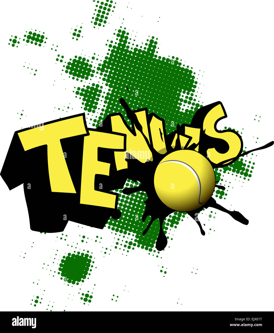 Illustration tennis ball on abstract green background Stock Photo - Alamy