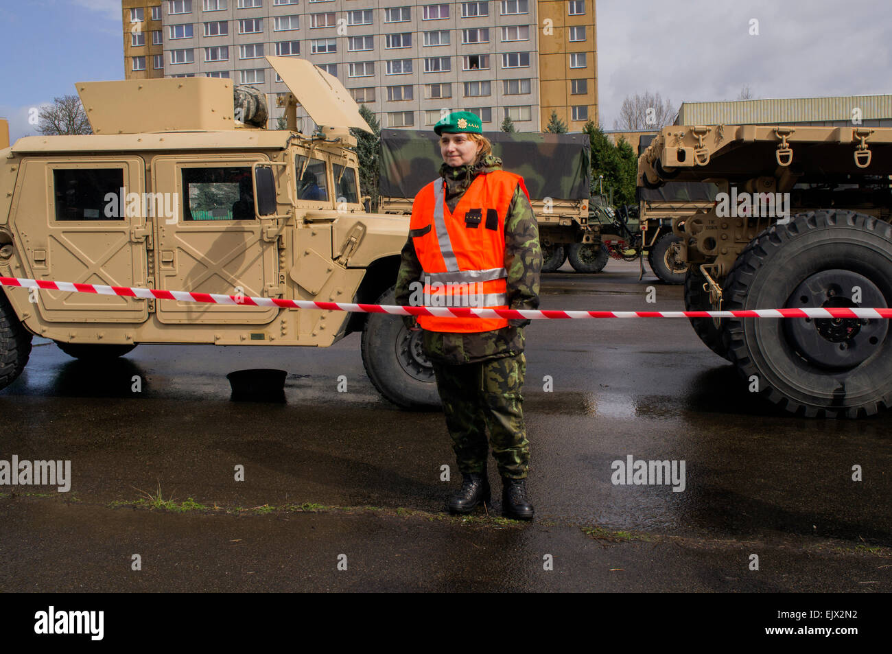Czech soldier U.S. army "Dragoon Ride" convoy armored vehicle Humvee ...