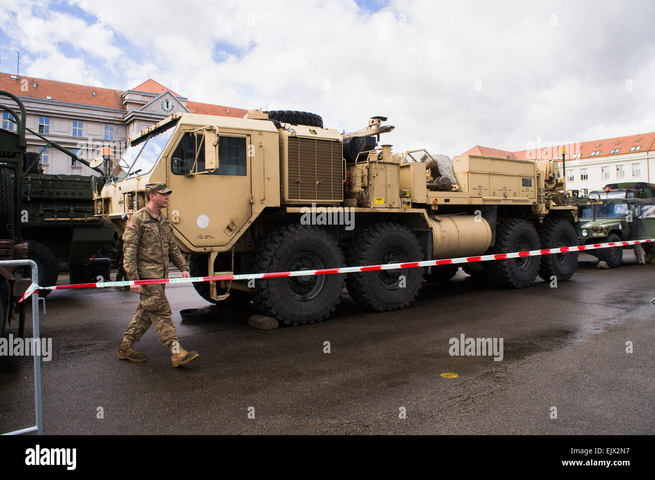 U.S. army "Dragoon Ride" convoy HEMTT Heavy Expanded Mobility Tactical ...