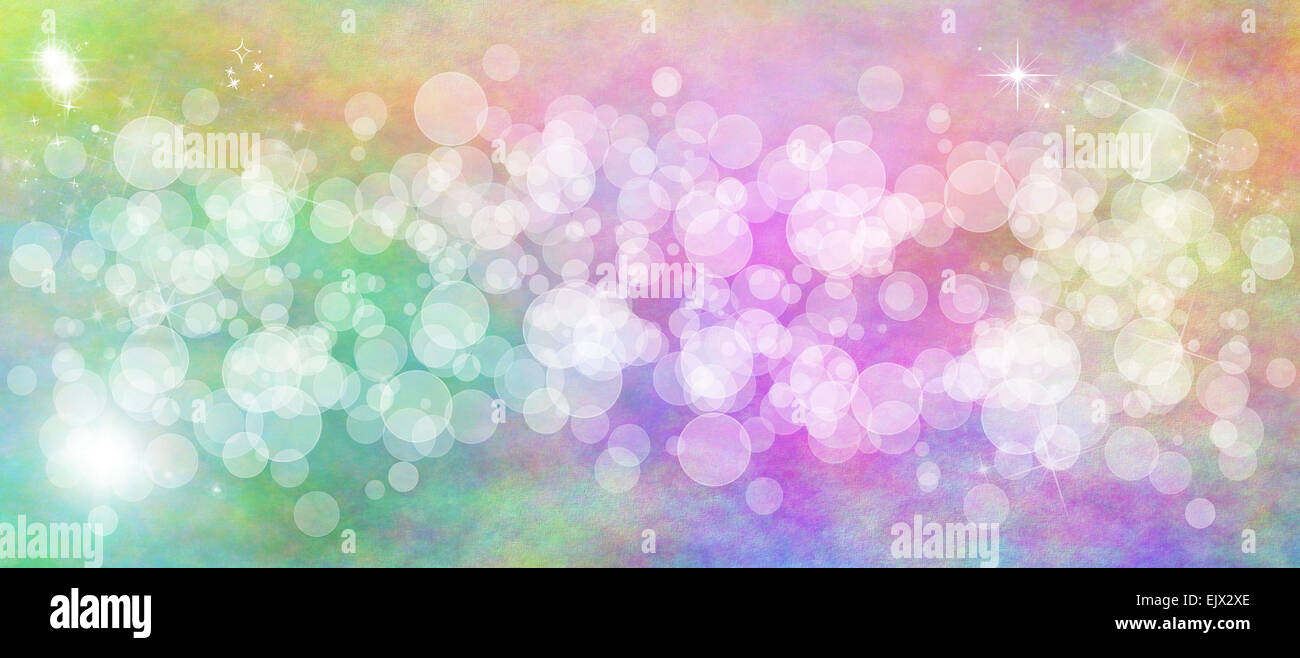 Gentle multicolored bokeh sparkly website header/banner Stock Photo - Alamy