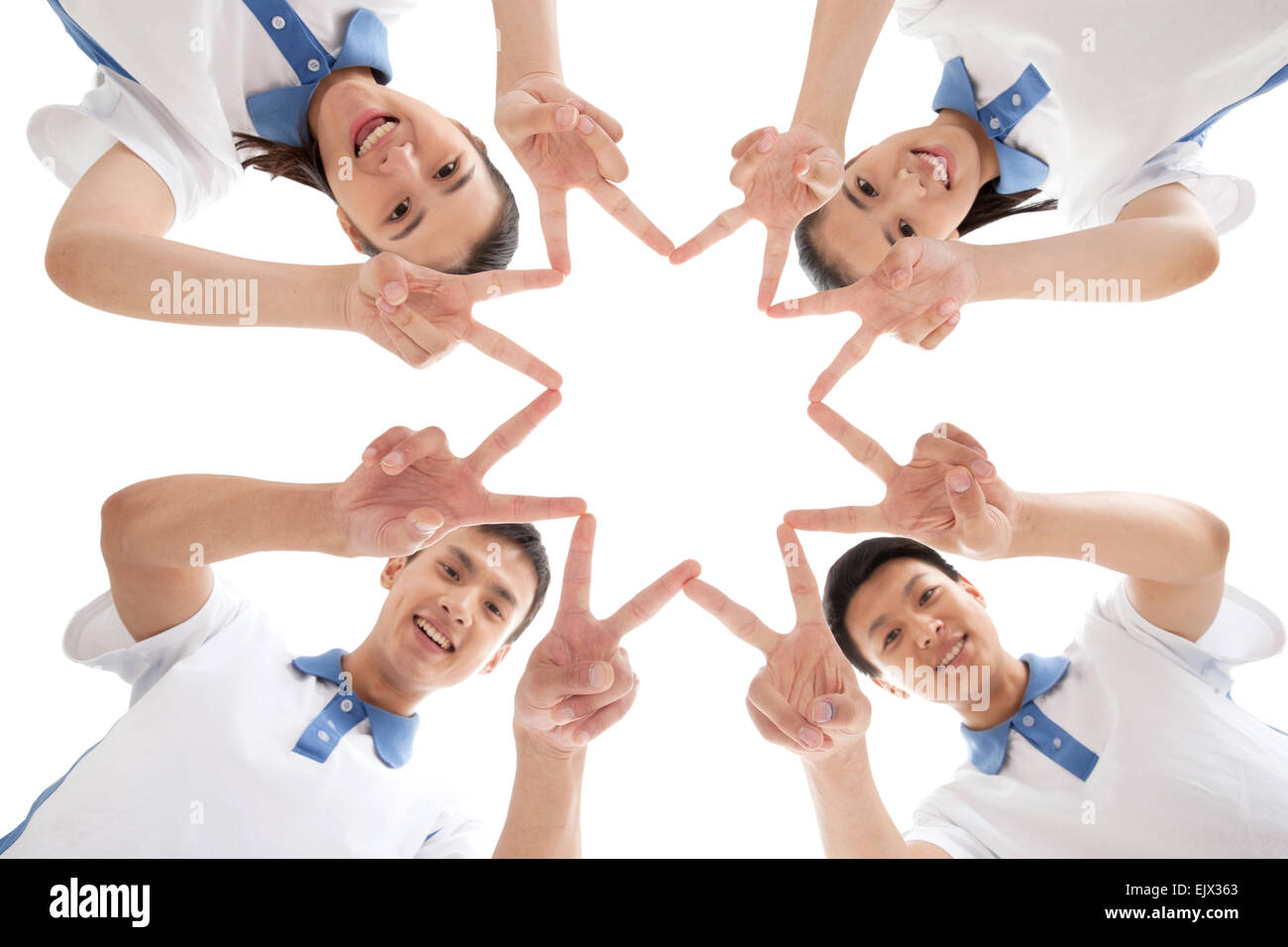 High school students doing peace sign Stock Photo - Alamy