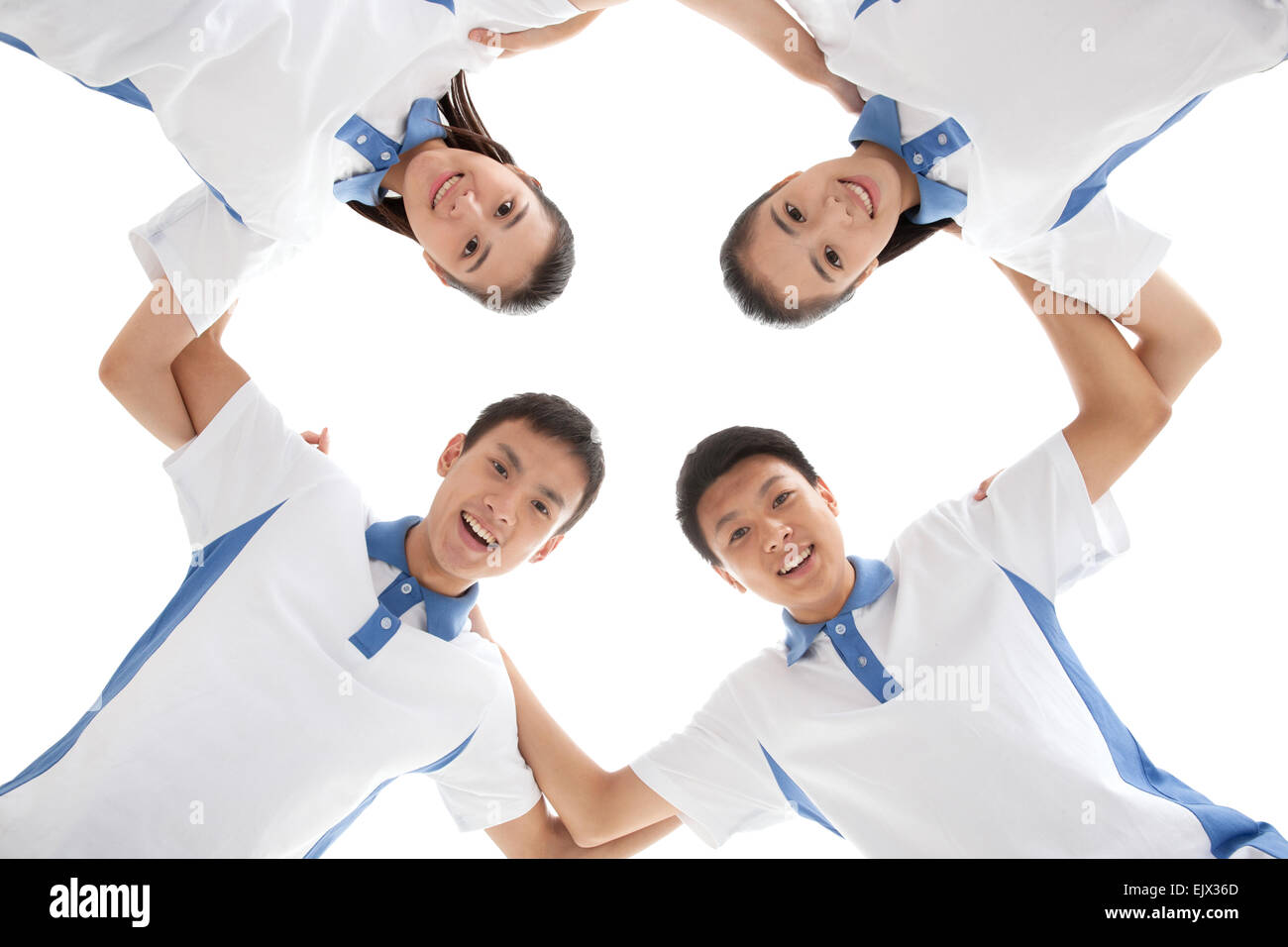 High school students mutual hug shoulders look down Stock Photo - Alamy