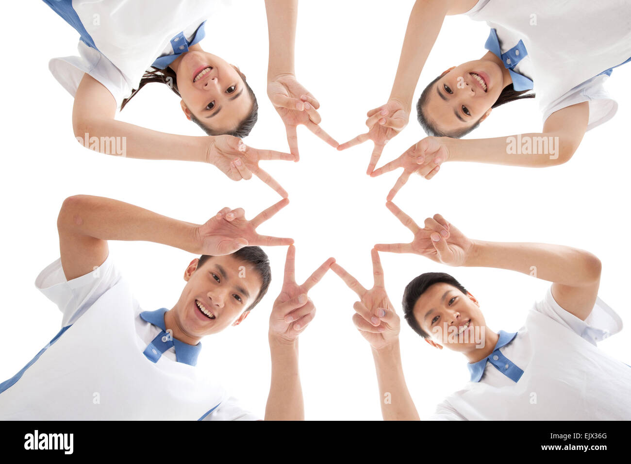 High school students doing peace sign Stock Photo - Alamy