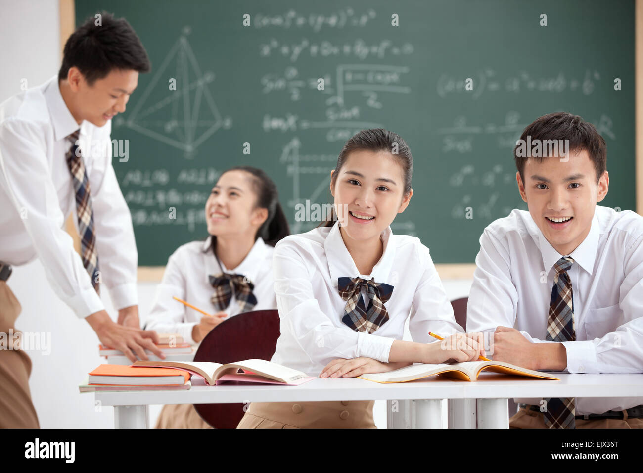Learning in the classroom of senior high school students Stock Photo ...