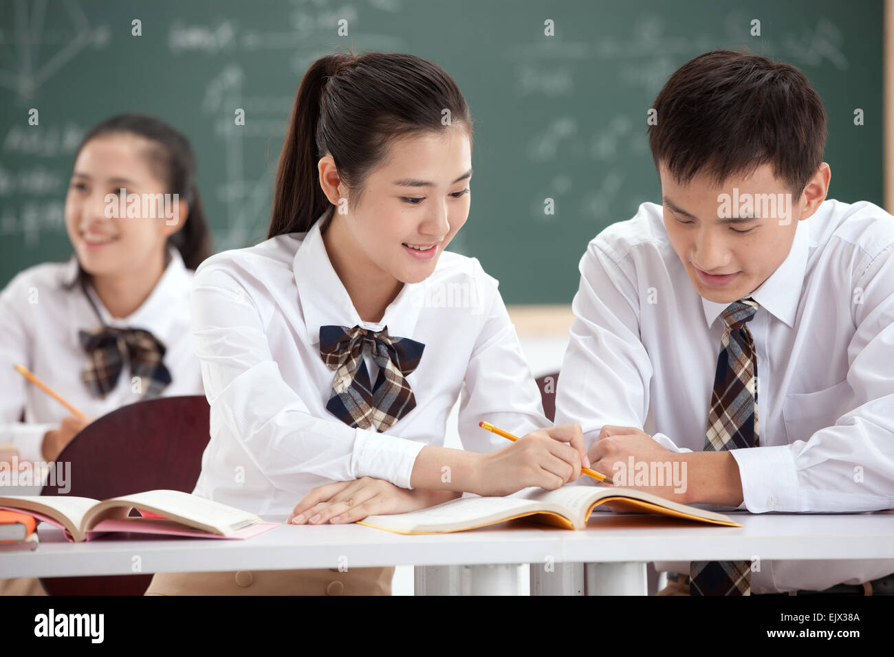 Learning in the classroom of senior high school students Stock Photo ...