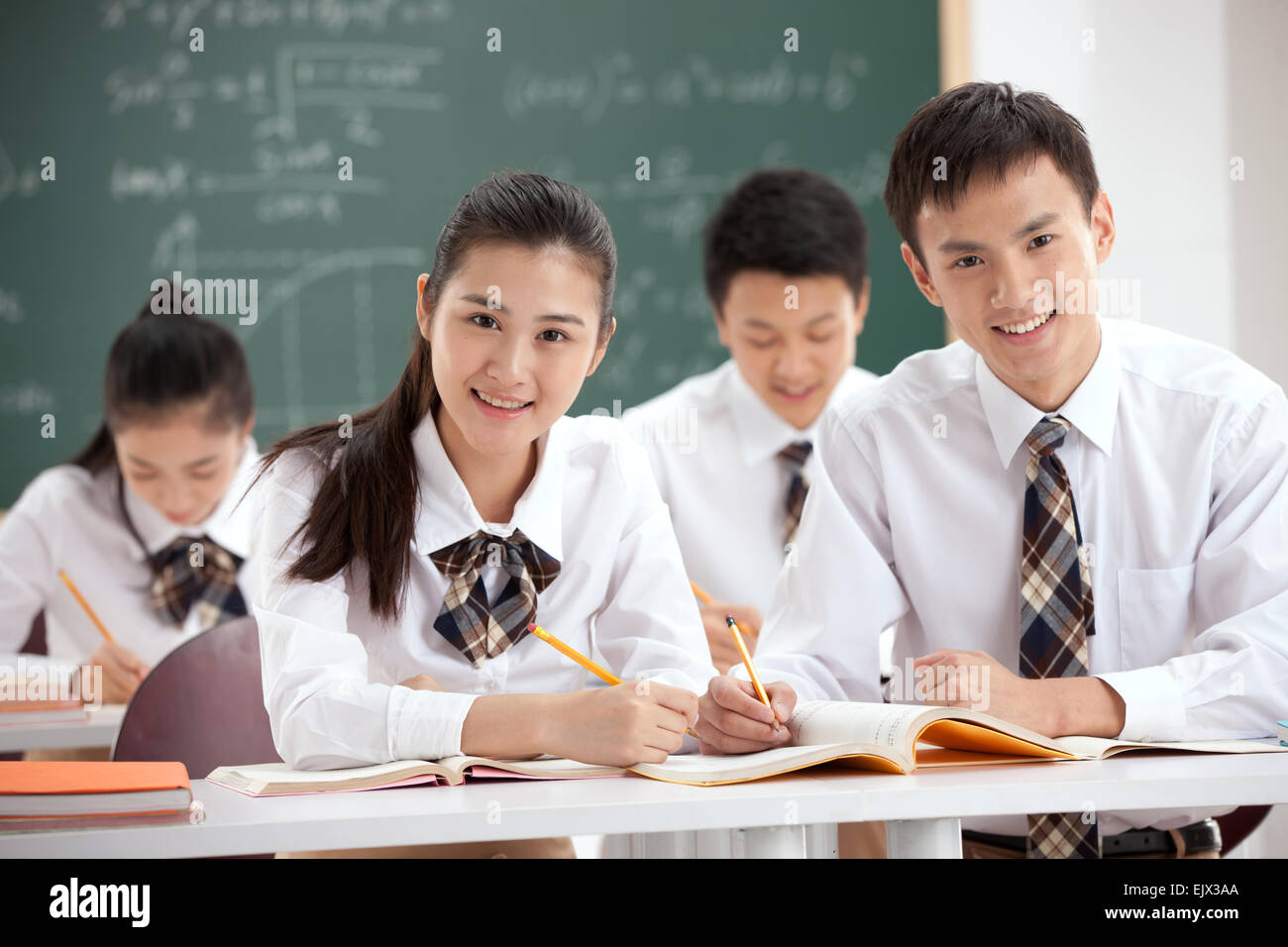 Learning in the classroom of senior high school students Stock Photo ...