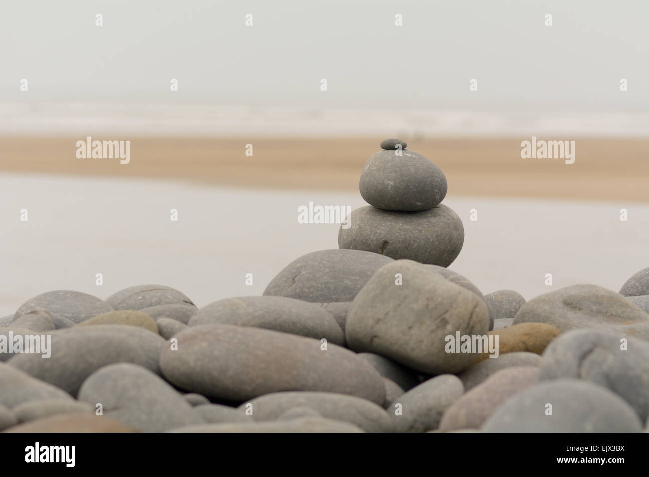 Stones stack on Westward Ho beach, Devon, England Stock Photo - Alamy