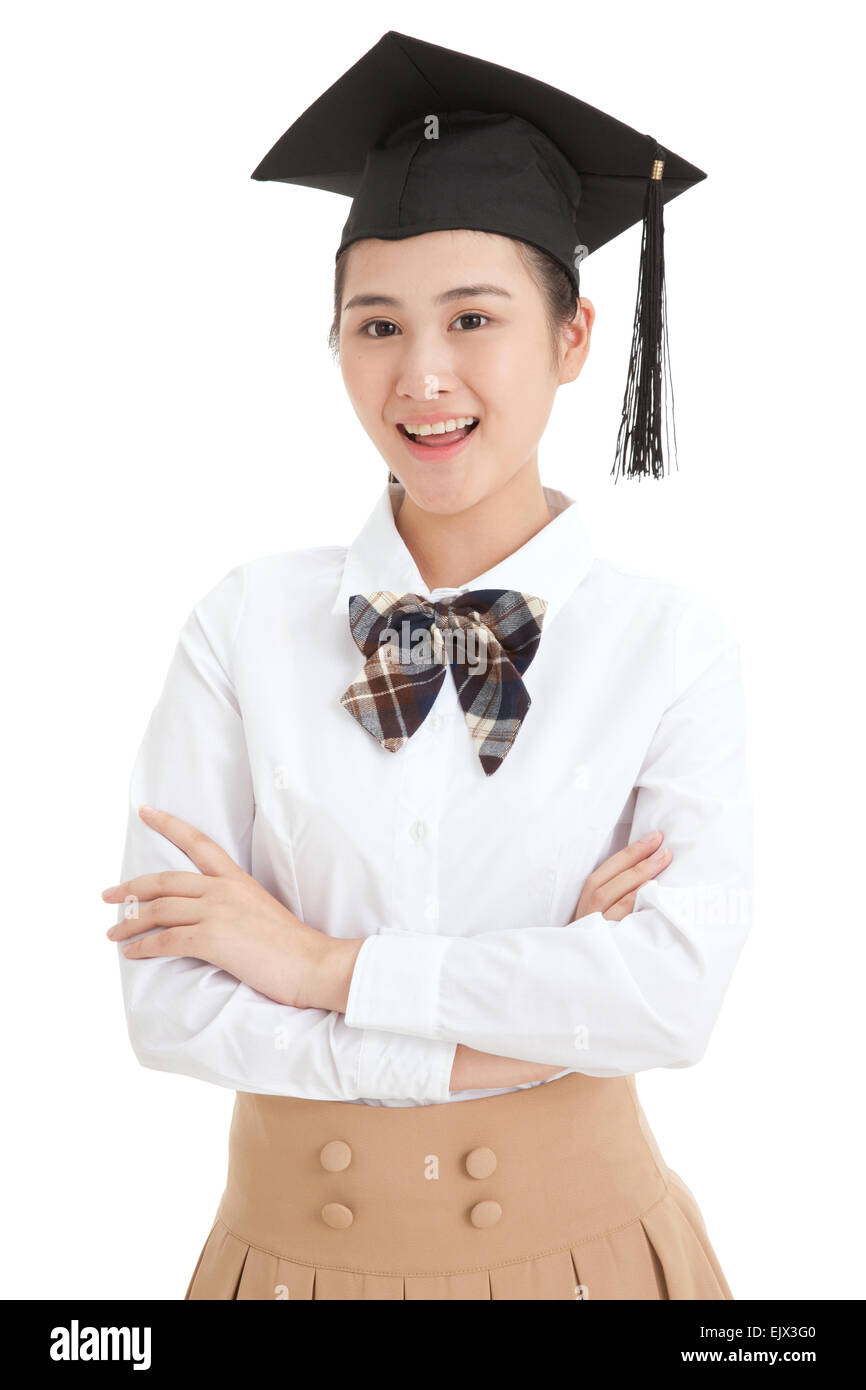 High school girls wearing bachelor cap Stock Photo - Alamy
