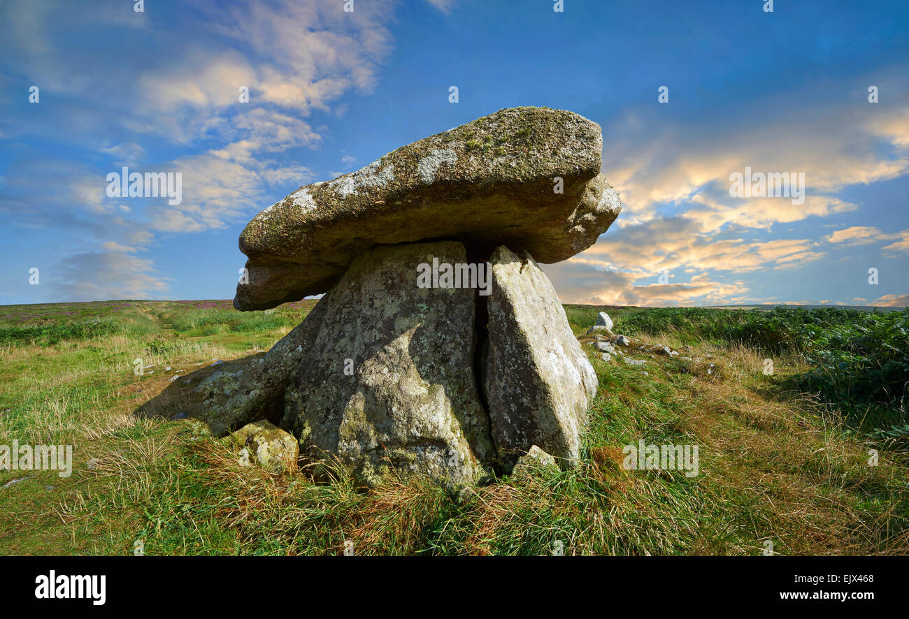 Chûn Quoit, megalithic burial dolmen from the Neolithic period, circa ...