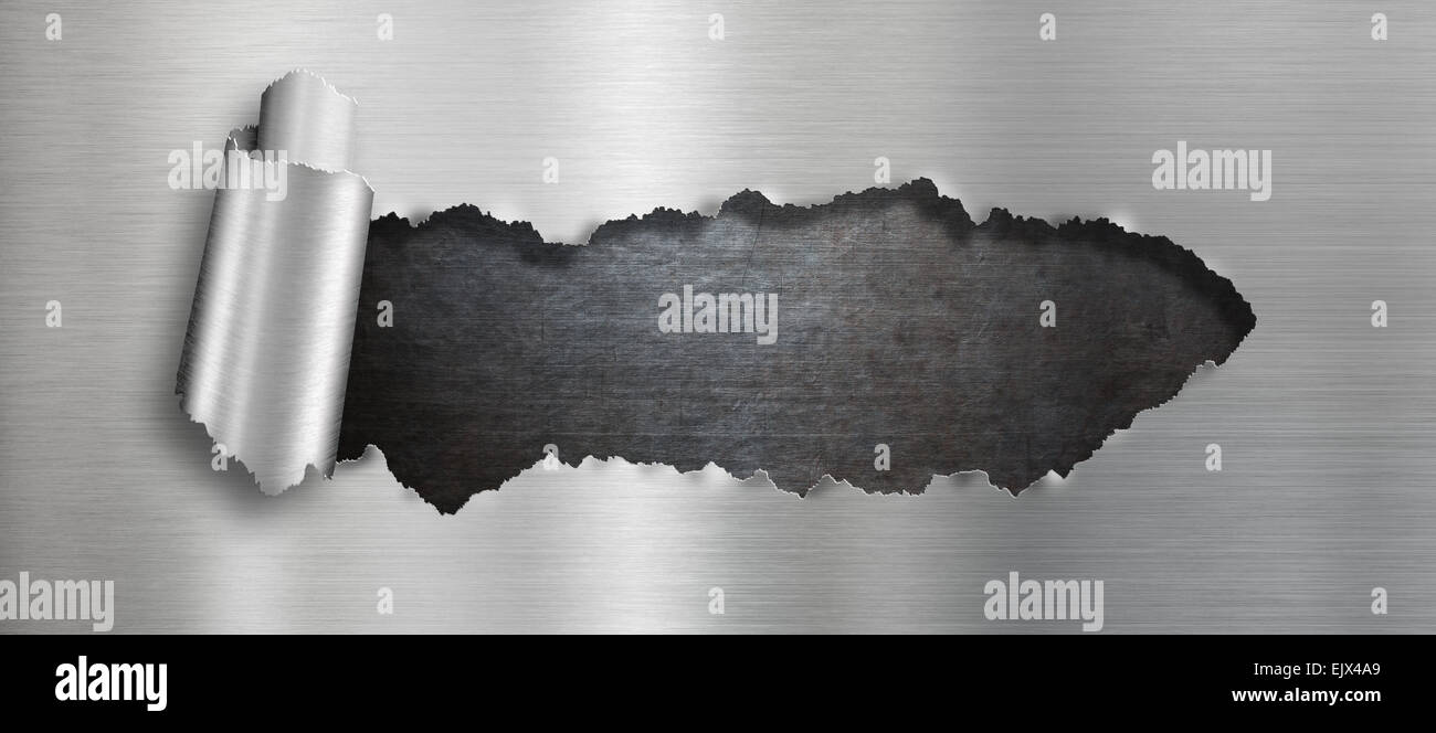 Torn metal hole background Stock Photo - Alamy