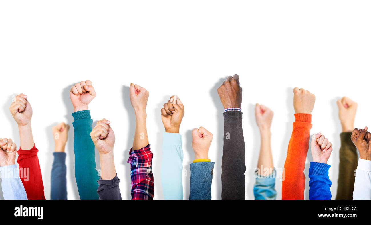 Hands raised protest hi-res stock photography and images - Alamy