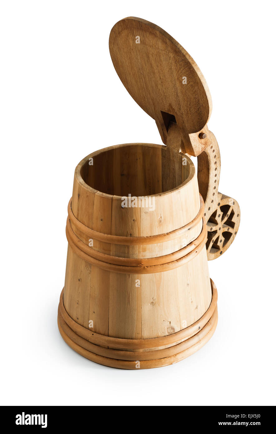 Authentic wooden rustic beer mug tankard Stock Photo - Alamy