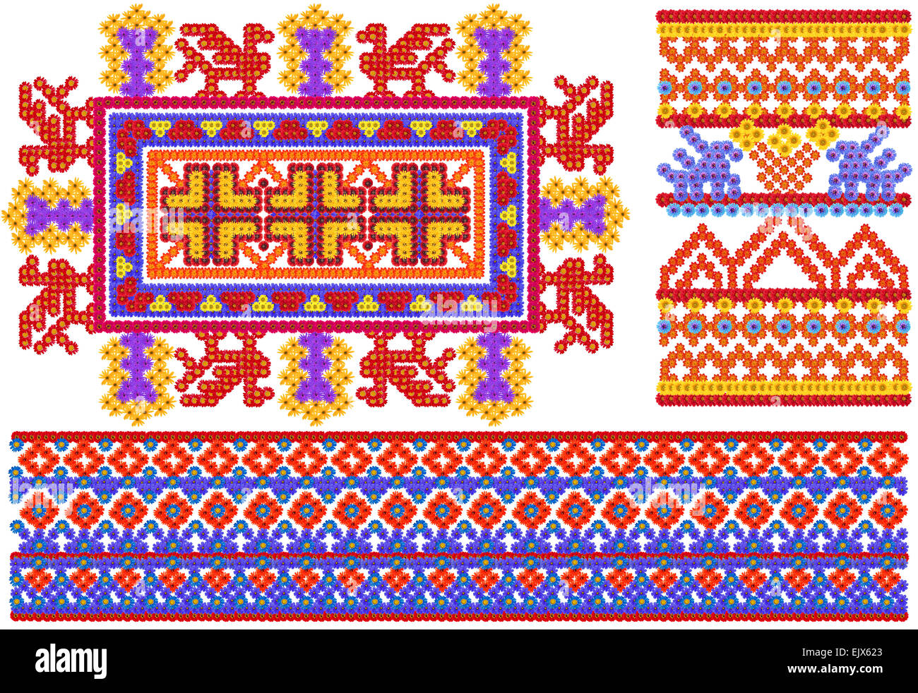 National old patterns for Russian peoples shirts made from red, yellow ...