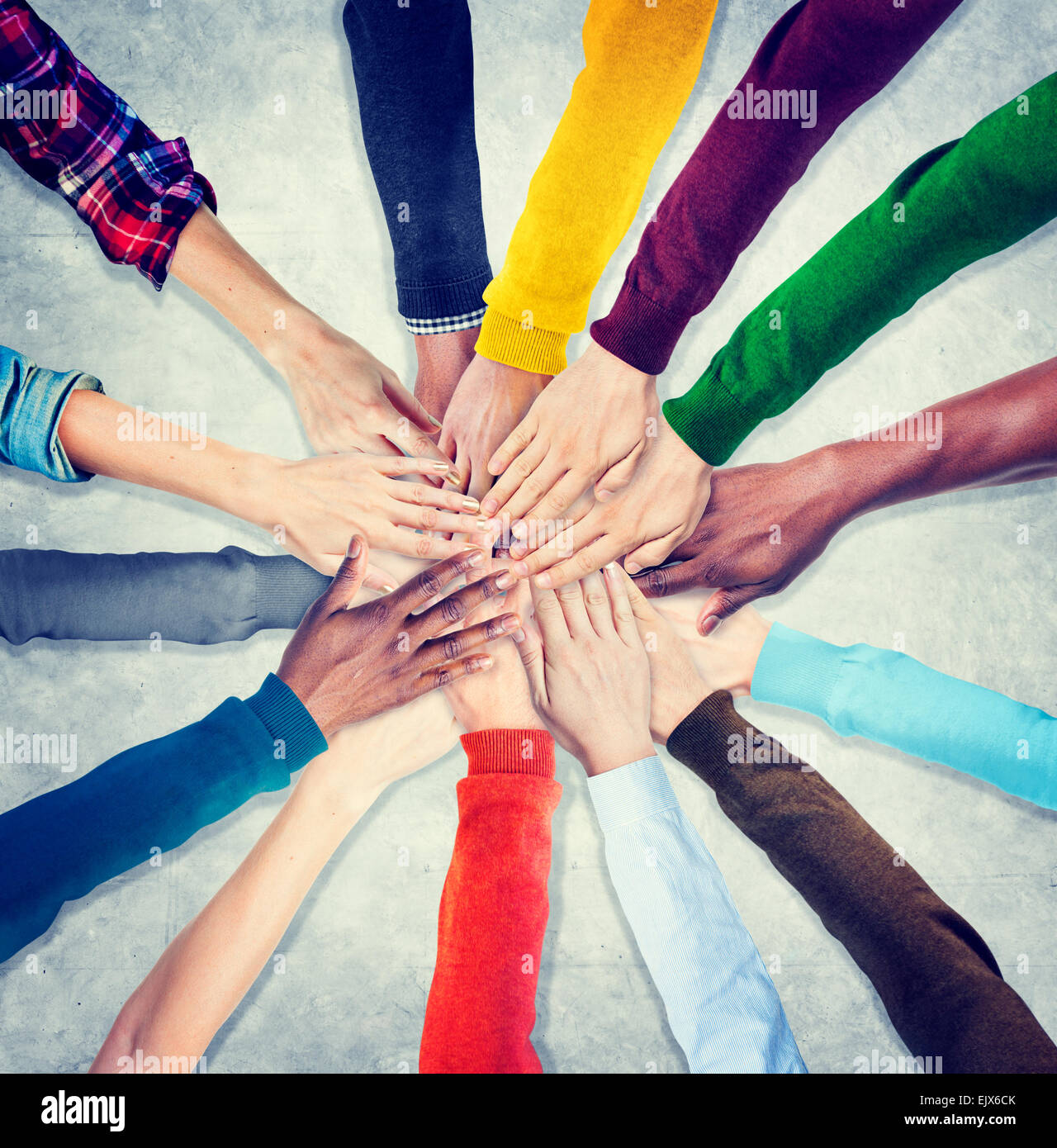 Teamwork join hands support together hi-res stock photography and ...