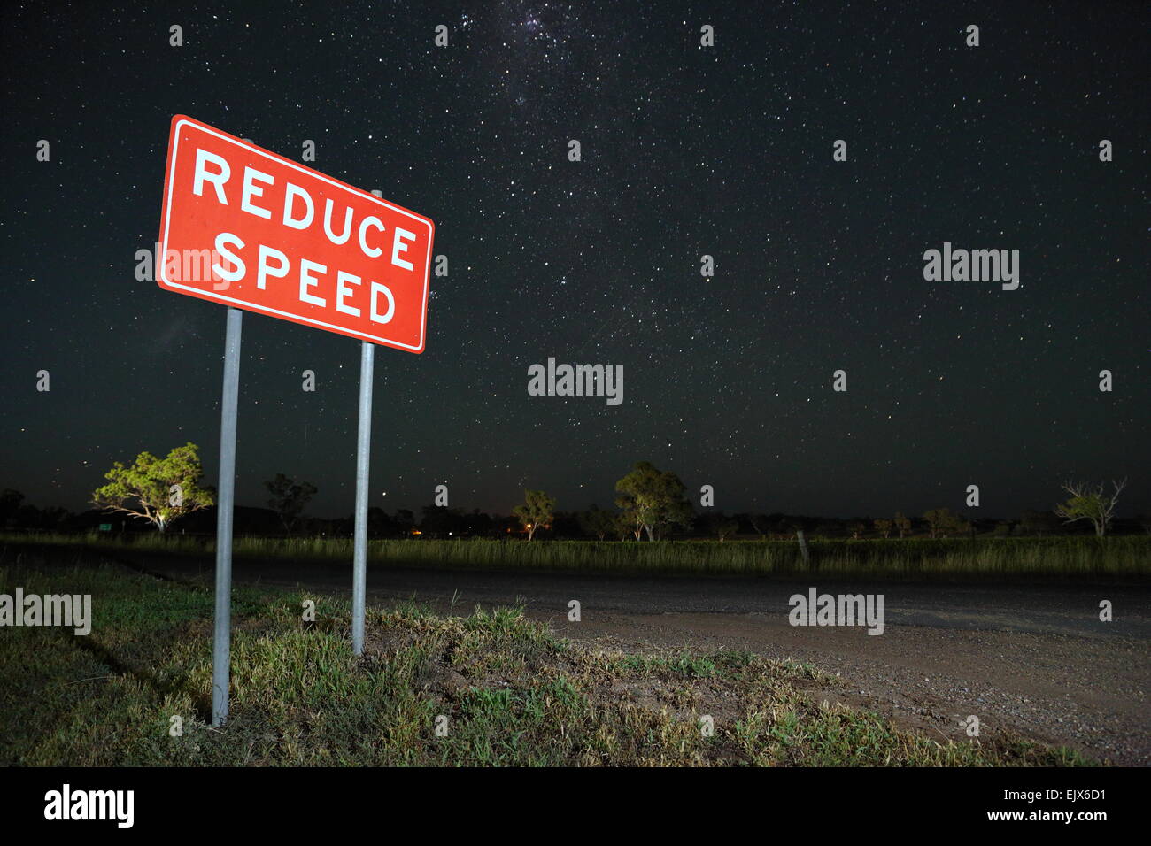 A road sign warns drivers to reduce speed on Coonabarabran Rd near ...