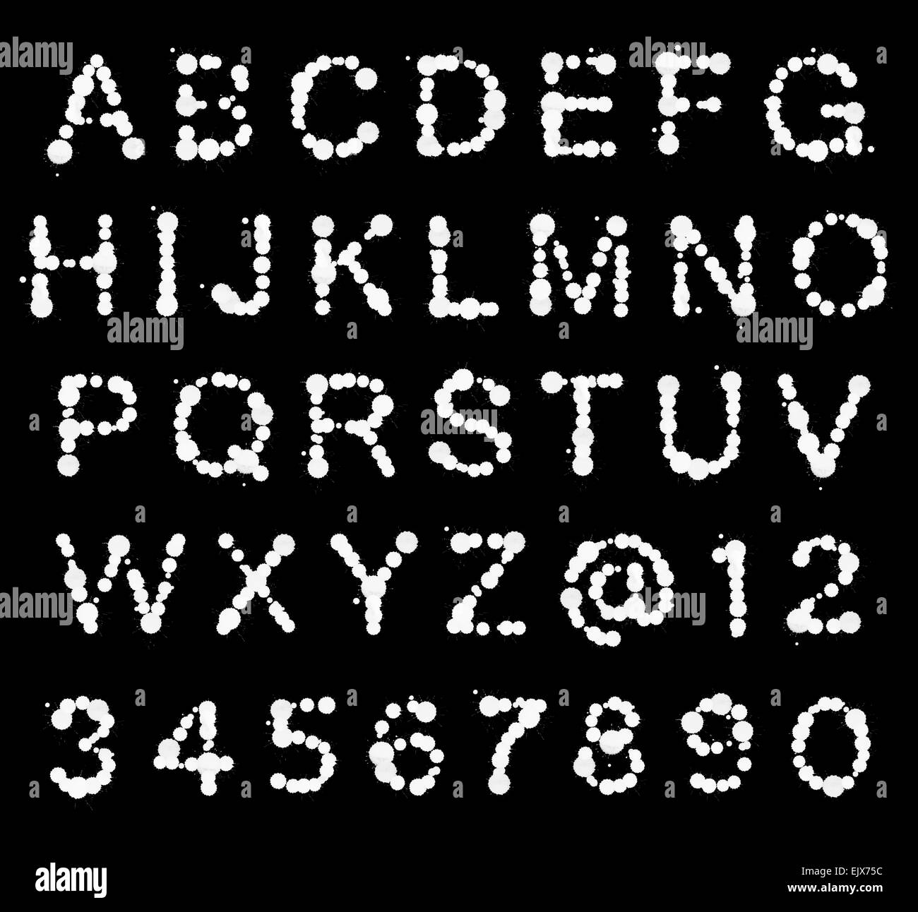 Abc alphabet made blot spots Black and White Stock Photos & Images - Alamy
