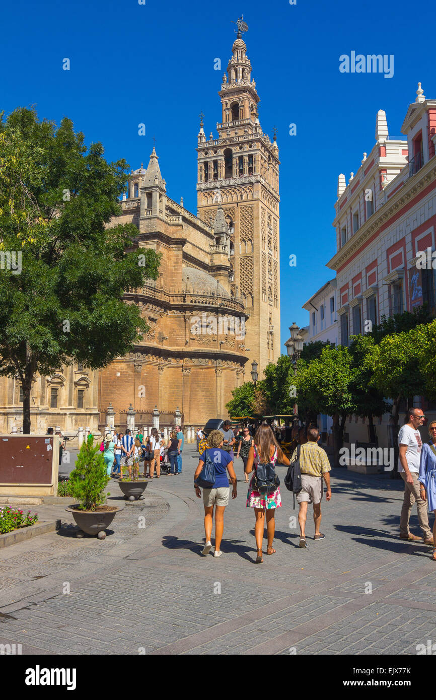 Sevilla, Spain September 4, 2014: Tourism in the most famous monument ...