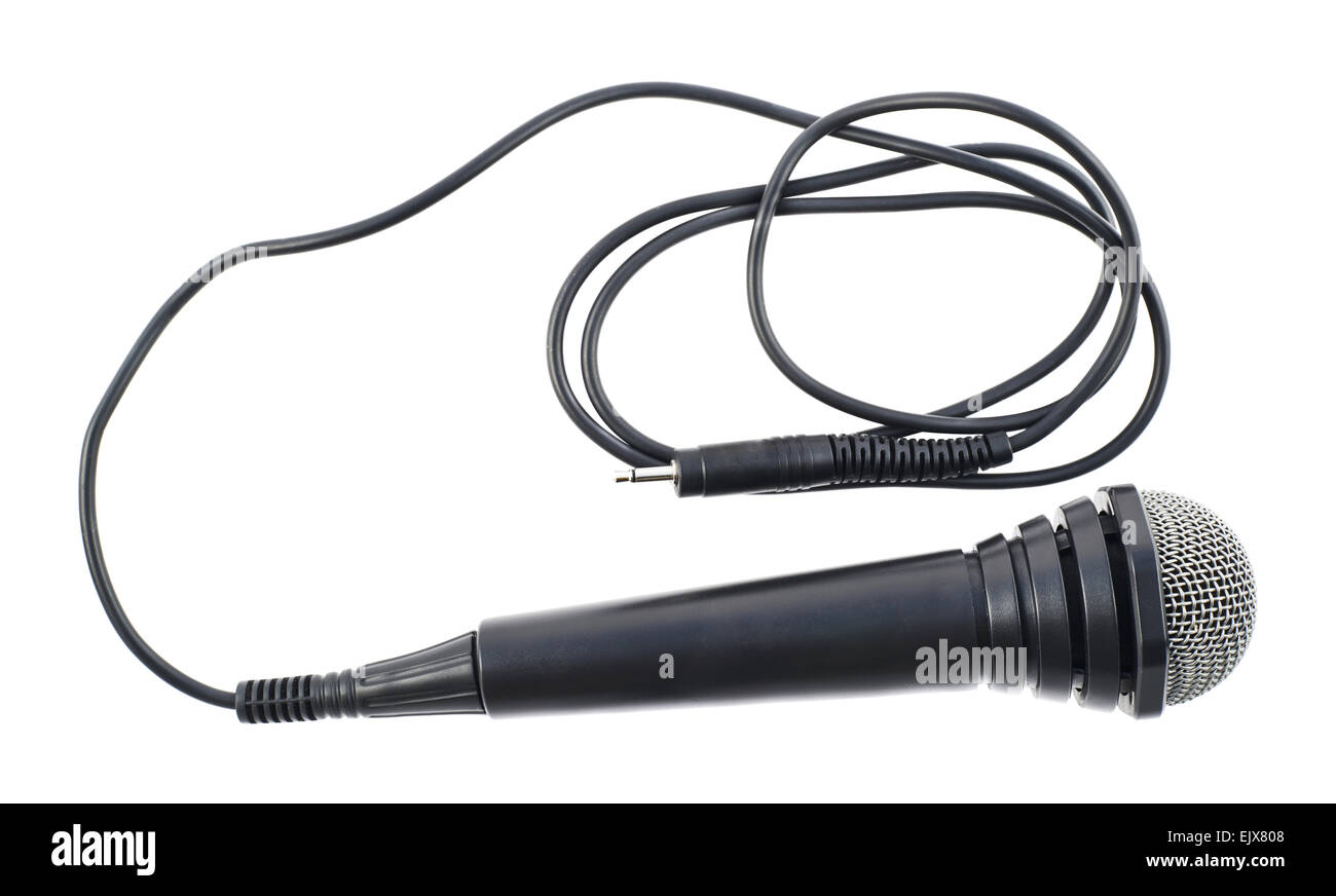 Black microphone isolated Stock Photo - Alamy