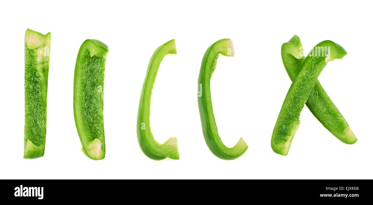 Set of sliced bell pepper section pieces Stock Photo - Alamy