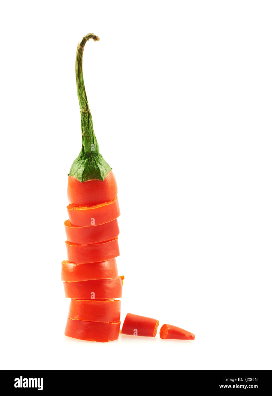 Sliced in pieces chili pepper isolated Stock Photo - Alamy