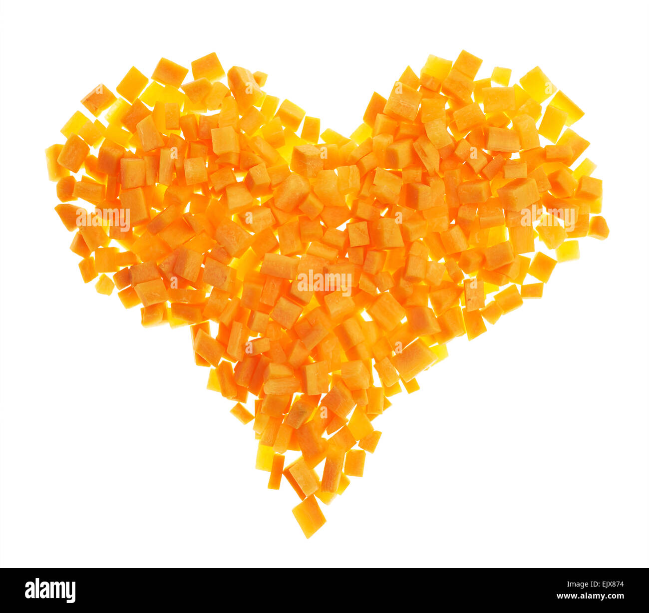Heart shape made of carrot pieces Stock Photo - Alamy