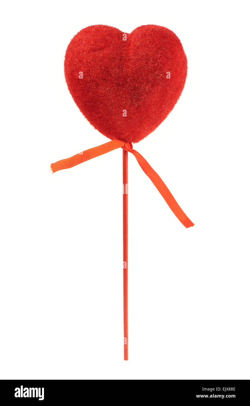 Red heart on a stick isolated Stock Photo - Alamy