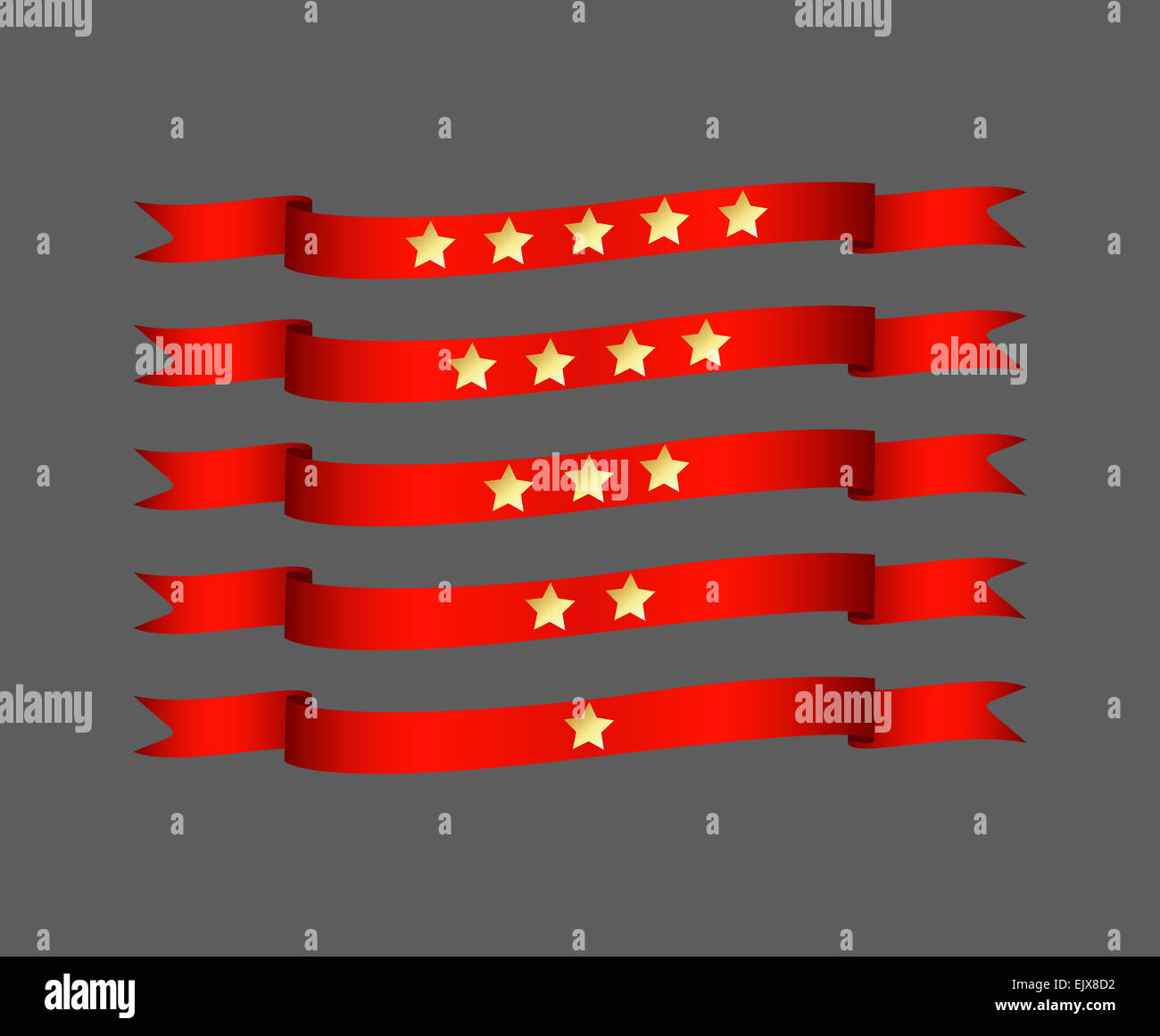 Red ribbon set with star - vector illustration Stock Photo - Alamy