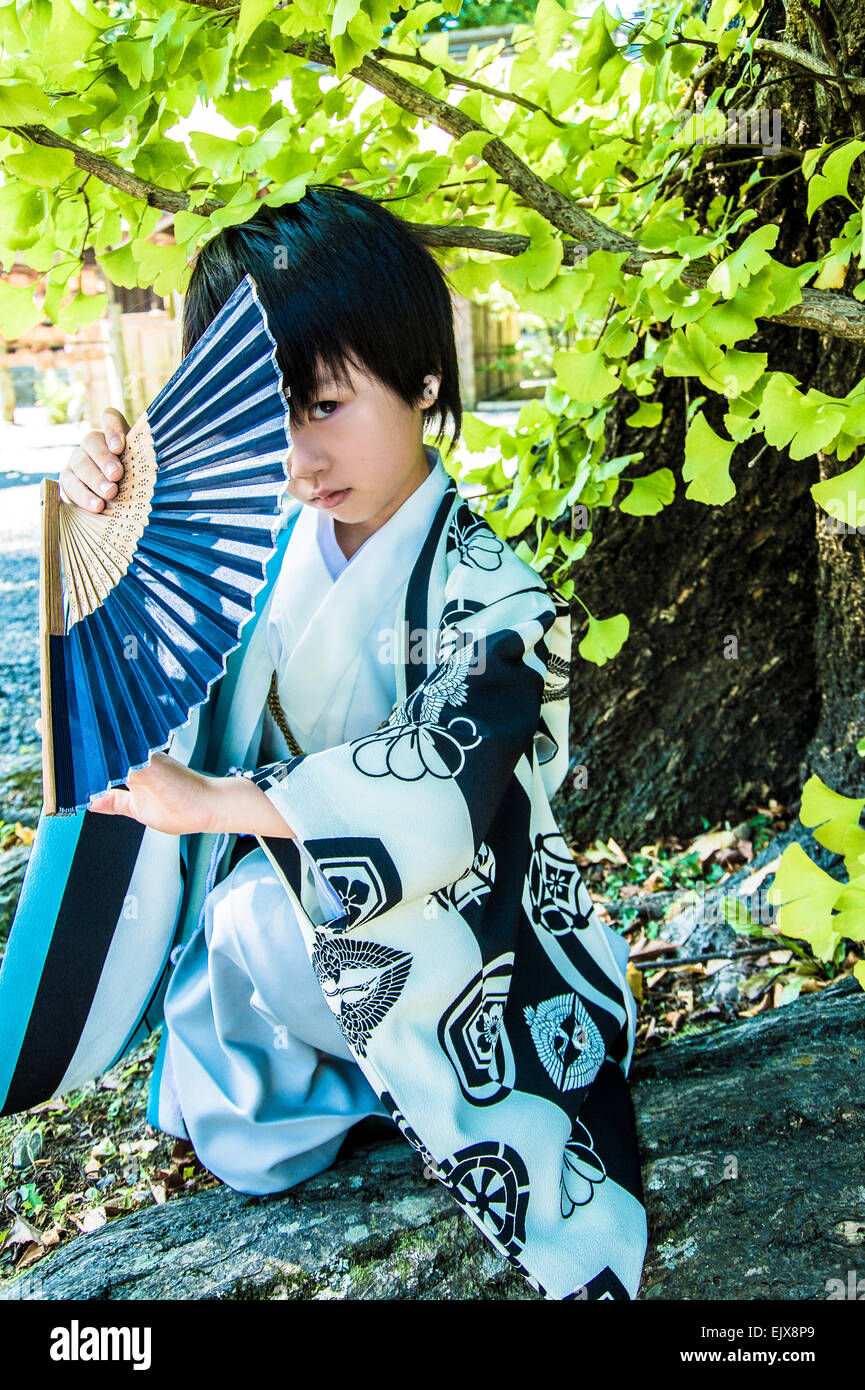 A Japanese boy posing in kimono clothes Stock Photo - Alamy
