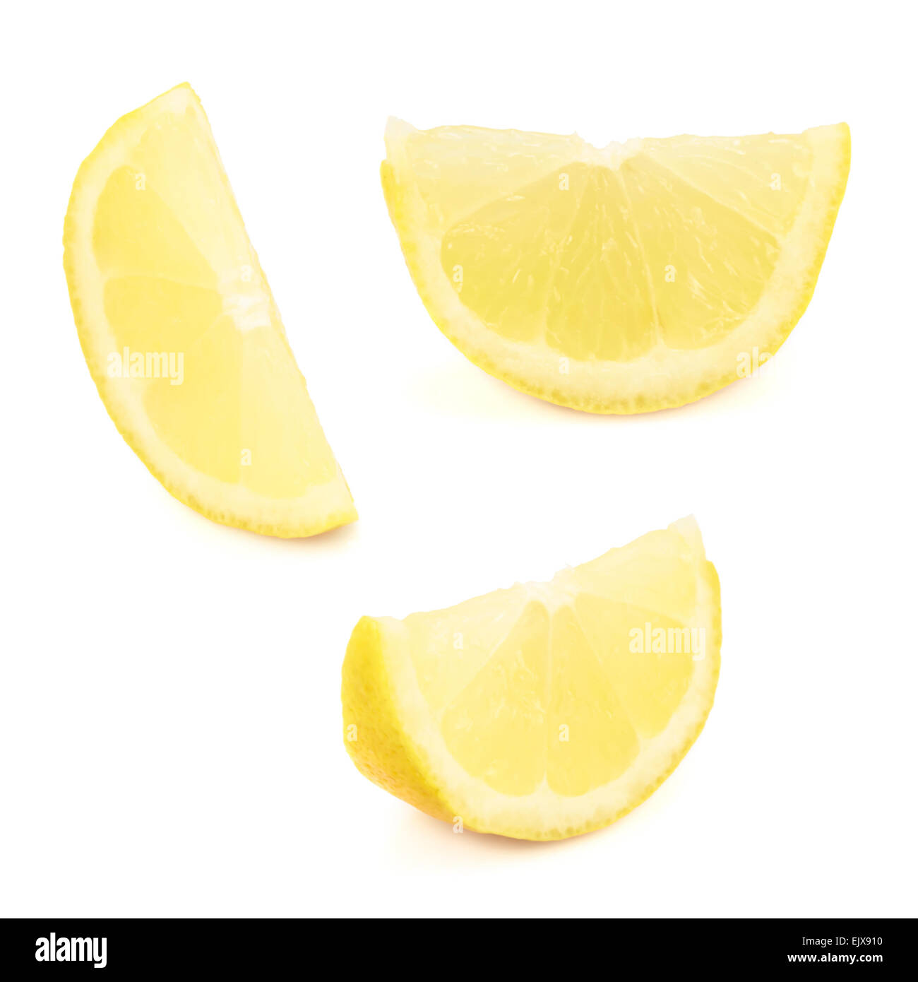 Three lemon pieces isolated Stock Photo - Alamy