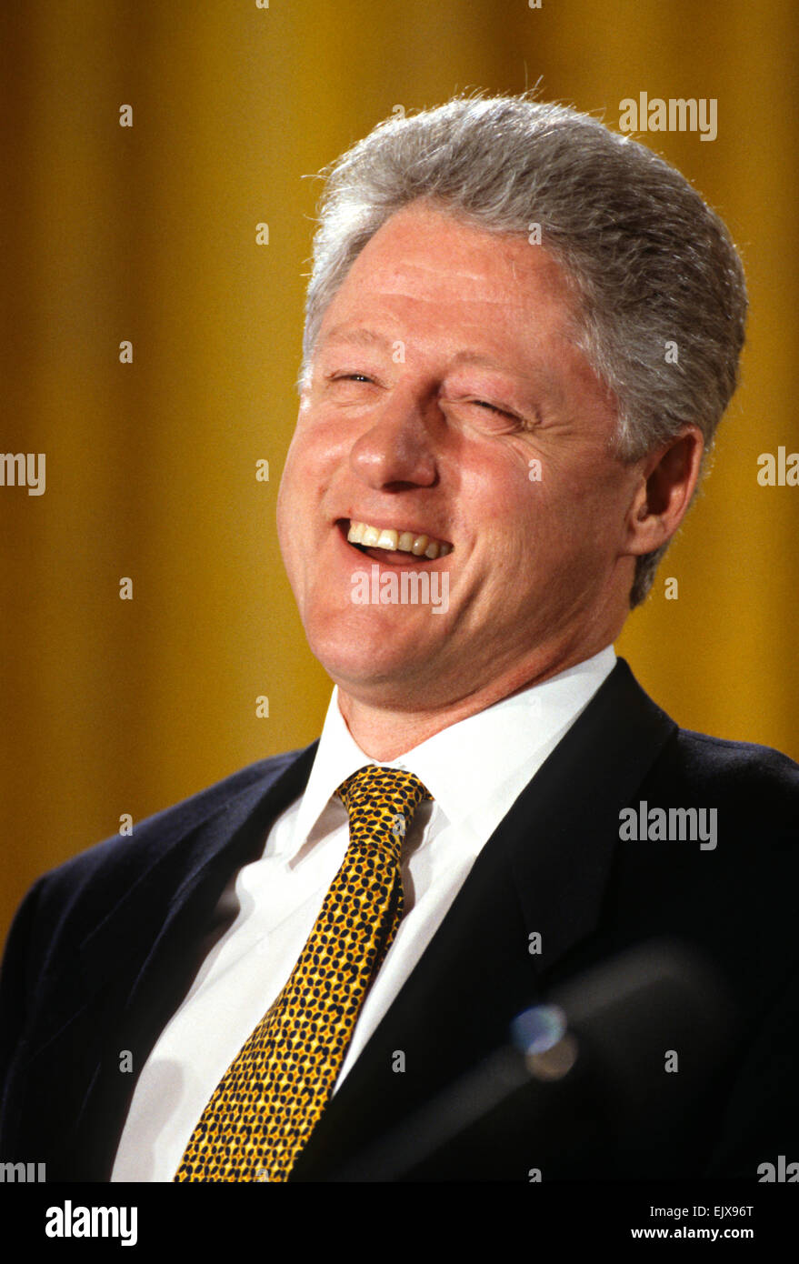WASHINGTON, DC, USA - 1997/04/02: U.S. President Bill Clinton laughs ...