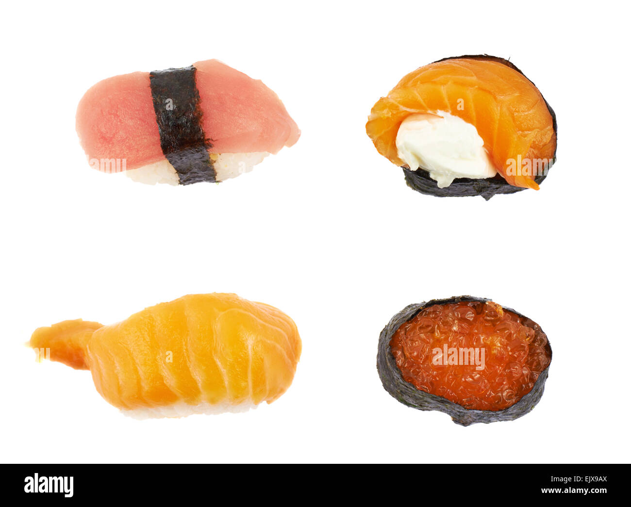 Sushi top view isolated Stock Photo - Alamy